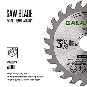 GALAX PRO 3-3/8 Inch (85 mm) Circular Saw Blade Set with 3/8 Inch (10mm) Arbor, Pack of 4-Pieces TCT/HSS/Diamond Saw Blades Assorted for Wood/Plastic/Metal/Tile Cutting