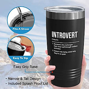 Funny Introvert Black Tumbler 20oz - Introvert definition - Creative Gifts for Adults I Hate Everyone Introvert Gifts Introvert Friends Introvert Coworker Introvert Work Bestie