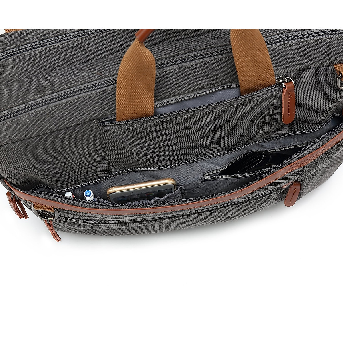 CoolBELL Convertible Backpack Shoulder bag Messenger Bag Laptop Case Business Briefcase Leisure Handbag Multi-functional Travel Rucksack Fits 17.3 Inch Laptop For Men / Women / Travel (Canvas Black)