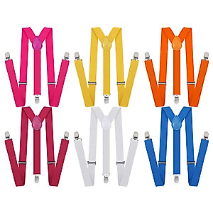 Handepo 6 Pcs Adjustable Y Back Style Suspenders Elastic Suspenders with Metal Clip for Pants Unisex Multicolour Suspenders 1 In Wide (Classic Color)