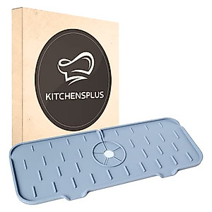 KitchensPlus Silicone Faucet Mat for Kitchen Sink - Self Draining Kitchen Sink Splash Guard with Adjustable Depth for a Better Fit - Faucet Drip Catcher Silicone for Preventing Hard Water Spots