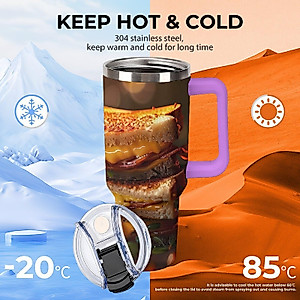 Grilled Cheese Sandwich 40 Oz Tumbler Insulated Stainless Steel Water Bottle Travel Mug Car Cup with Handle And Straw
