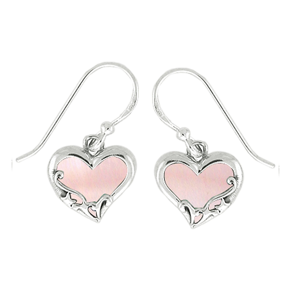 Boma Jewelry Sterling Silver Pink Shell Heart Earrings