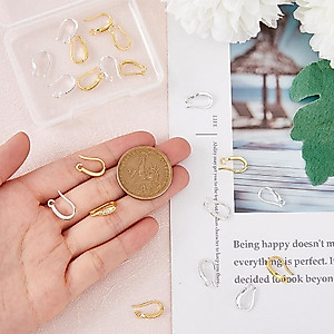 HOBBIESAY 20Pcs 2 Colors Brass Micro Pave Clear Cubic Zirconia Earring Hooks with Horizontal Loops Golden/Silver Earrings Round Lever Ornaments for Jewelry Making DIY Bracelet Necklace