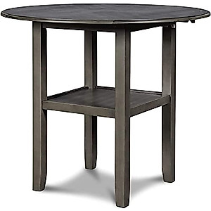 New Classic Furniture Gia Drop Leaf Counter Table with Two Chairs, 42-Inch, 42.25" Set, Grey