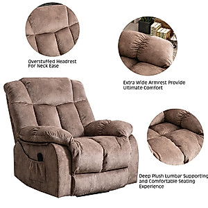 CANMOV Power Lift Recliner Chair for Elderly- Heavy Duty and Safety Motion Reclining Mechanism-Antiskid Fabric Sofa Living Room Chair with Overstuffed Design, Camel