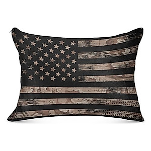 ALAZA American USA Flag with Desert Camouflage Plush Pillow Cases Standard Size Pillow Cover Soft & Warm Zippered Bed Pillowcase, 20 x 26 inch