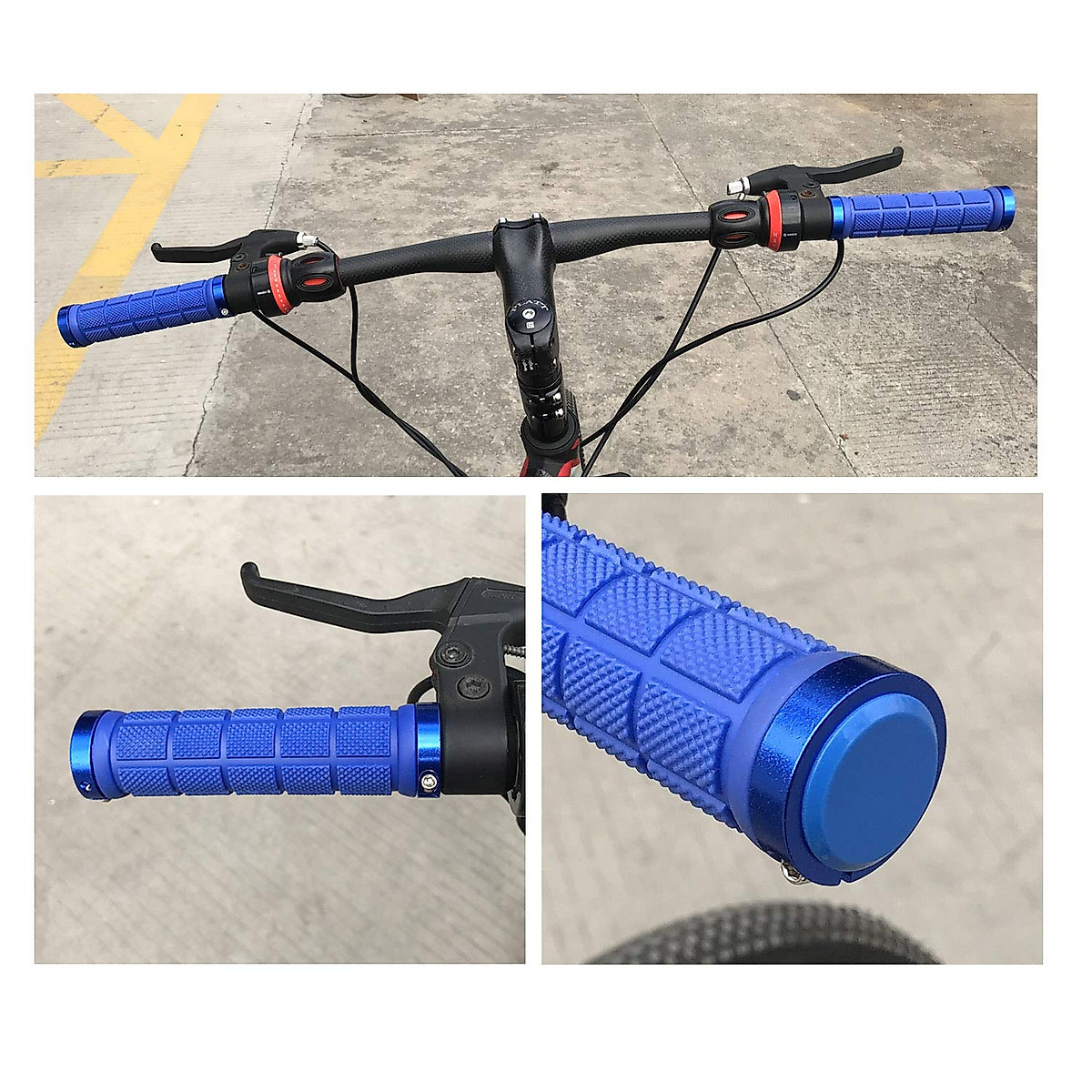 PLATT Bike Handlebar Grips Rubber Comfortable Bicycle Handle Grip for MTB/BMX with Plastic End Caps,Blue