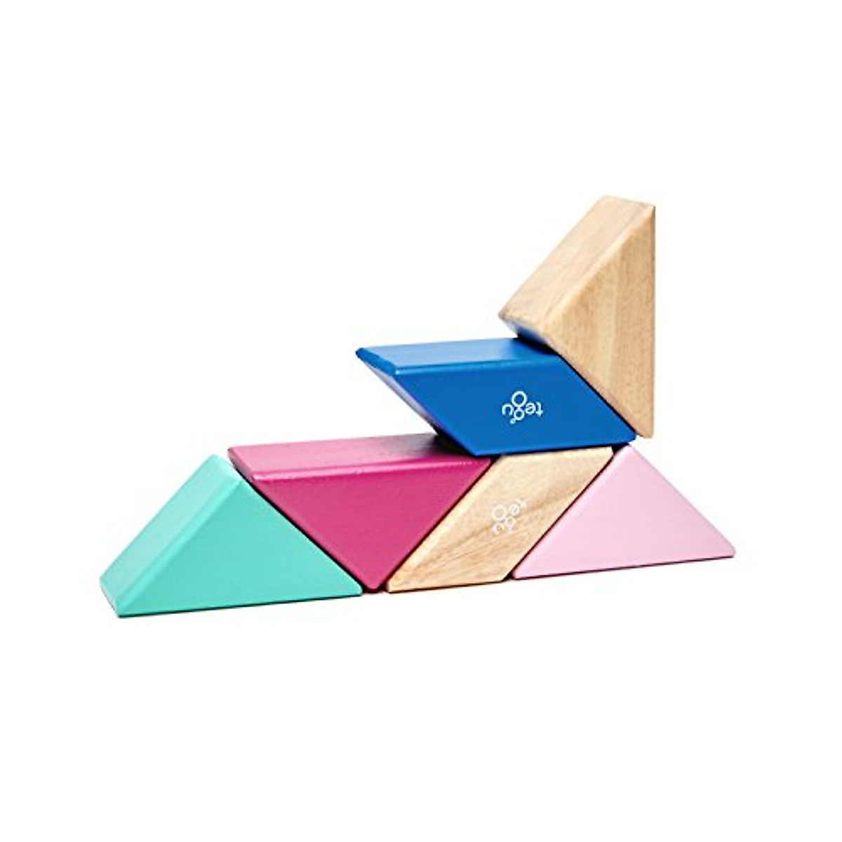 6 Piece Tegu Pocket Pouch Prism Magnetic Wooden Block Set, Blossom
