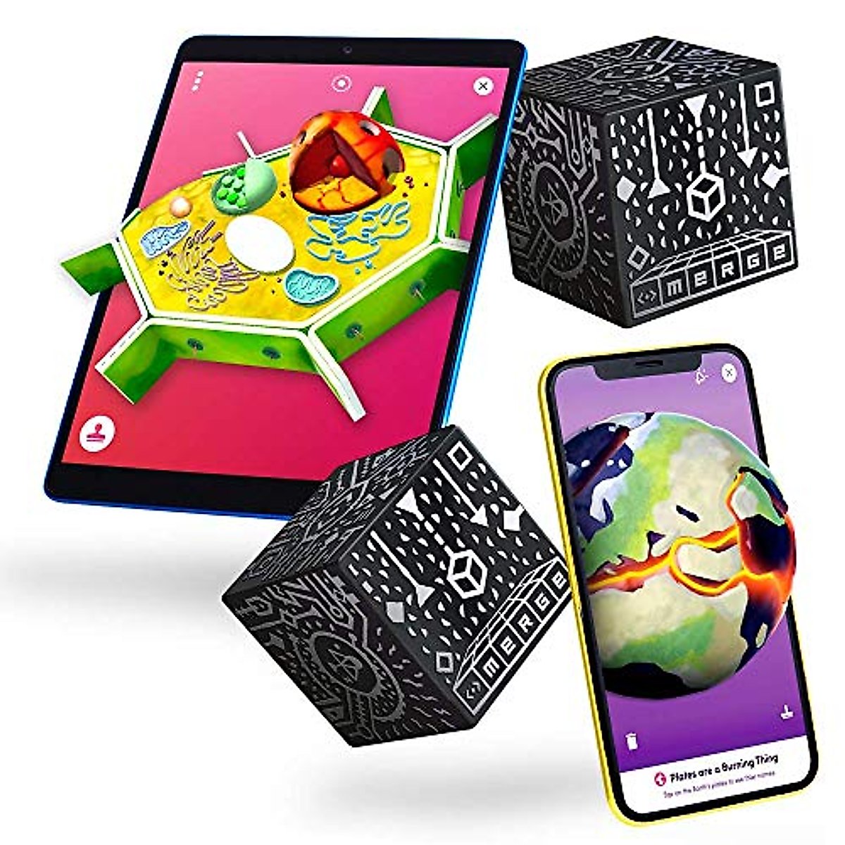 Merge Cube (2 Pack) Hold Anything - Hands-on Science and STEM Education | Digital Teaching Aids - Science Simulations and STEM Projects - Home School, Remote and in Classroom Learning - iOS & Android