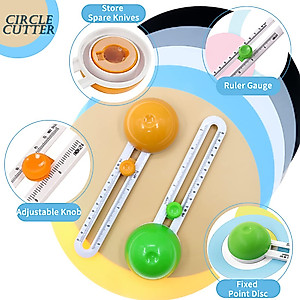 Circle Cutter Paper Trimmer Scrapbooking Circular Cutter Craft Cutting Tool, Rotary Cutter for Cardstocks (Included 3 Blades) (Green)