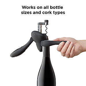 Rabbit Wine Corkscrew with Foil Cutter, 1 EA, Black