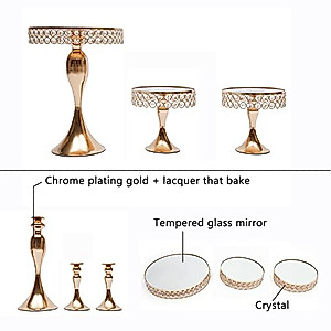 TFCFL 10 PCS Cake Stand Set Crystal Cupcake Dessert Plate Display Tower Mirror Cake Holder Cupcake Stands for Wedding Afternoon Tea Birthday Party Gold Cake Stand