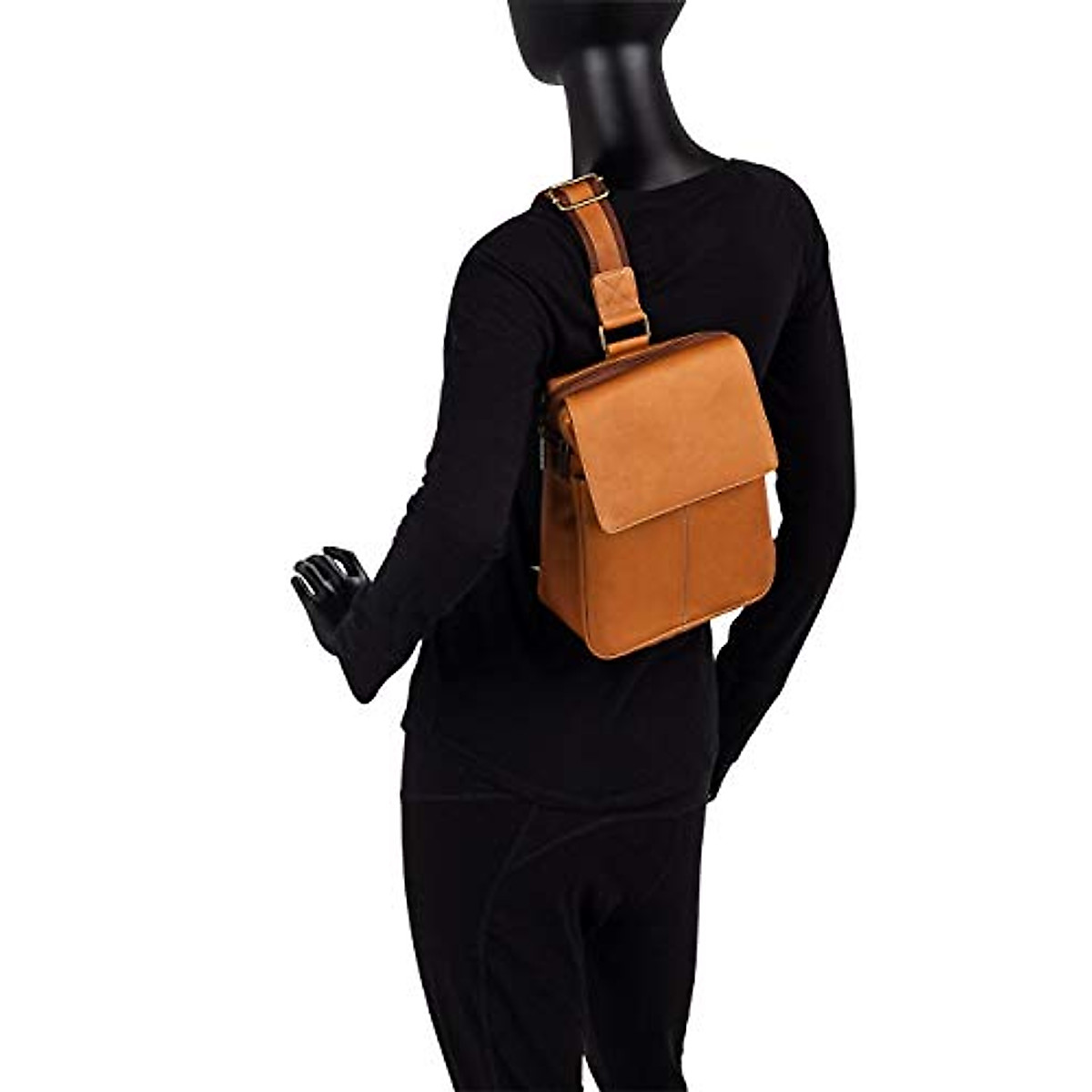 Le Donne Leather Arcity Unisex Sling Pack With Adjustable Strap, 7” x 10” x 4” (Tan)