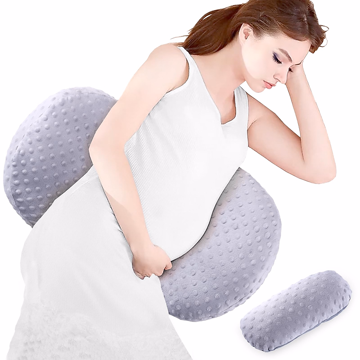neexan Pregnancy Sleeping Pillow, Soft Pregnancy Wedge Pillow for Tummy, Back and Leg Support, Adjustable Pillowcase (Grey)