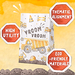 Celee 24-Pack Construction Goodie Bags with Stickers - Ideal for Kids' Birthdays, Baby Showers, and Construction Themed Parties