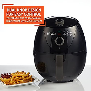 IMUSA 3.3 Quart Black Electric AIr Fyer with Multi Function Knob, 1200 Watts
