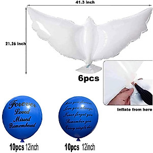 26 Pieces Blue Memorial Balloons Funeral Remembrance Balloons and 41.3 Inch Biodegradable Peace Dove Balloons for Release in Sky,Condolence, Funeral, Anniversary, Memorial Services