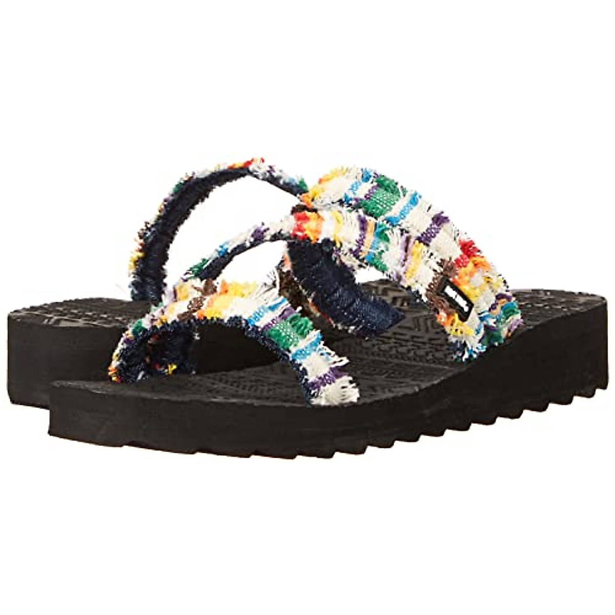 MUK LUKS Women's Wave Riptide Sandals, White Multi, 9