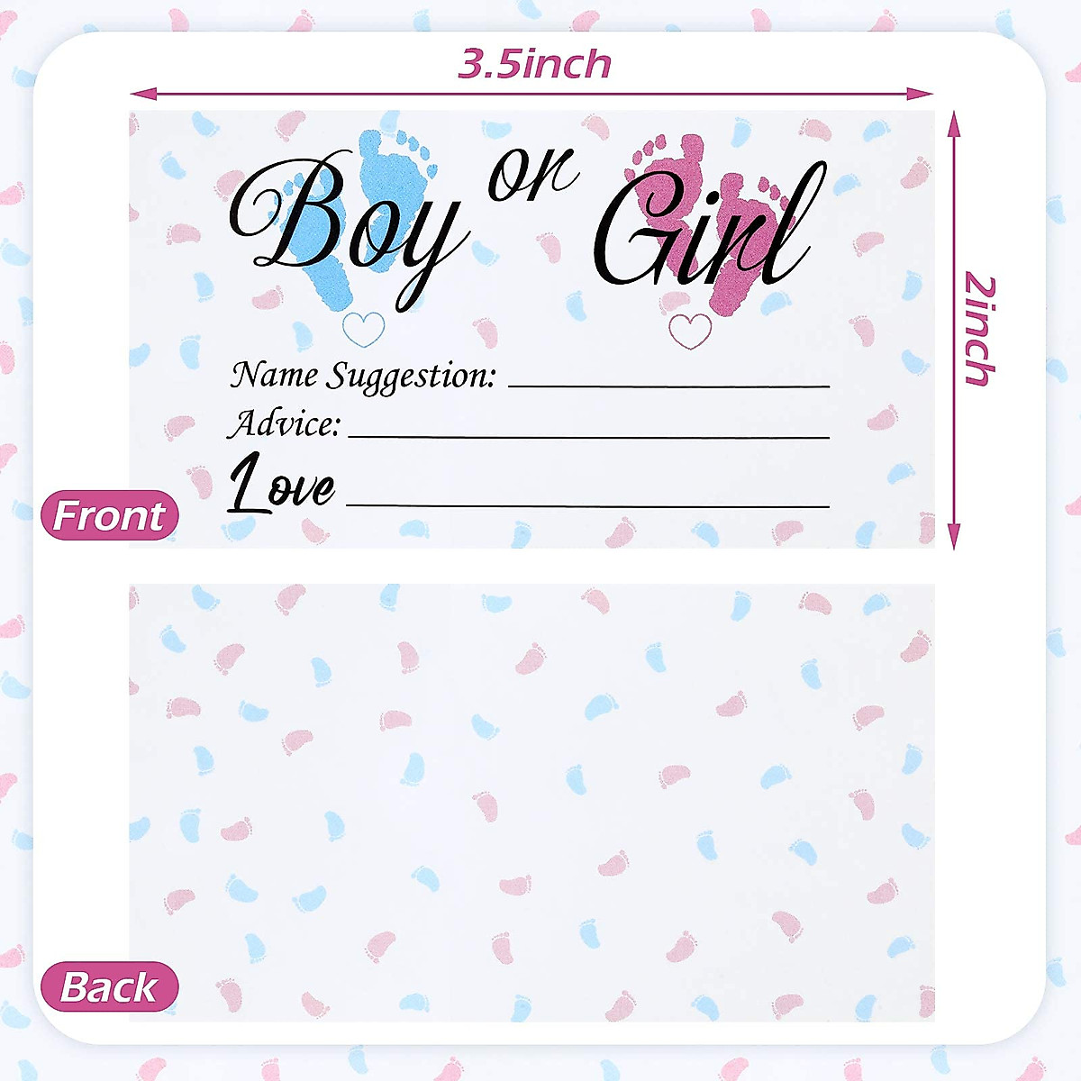50 Pieces Gender Reveal Party Voting Cards, Boy or Girl Vote Gender Reveal Game Cards for Baby Shower Party Supplies, Blue and Pink, 3.5 x 2 Inches