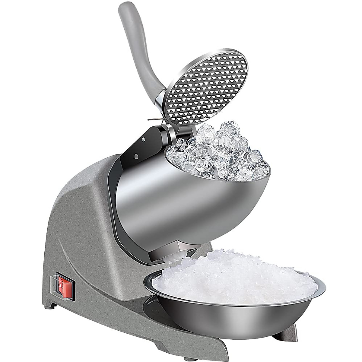 Greatrue Snow Cone Machine 380w Shaved Ice Machine 3 Blades Ice Shaver 280lbs/hr Electric Ice Crusher Prevent Splash Snow Cone Maker for Home and Commercial with Ice Pick