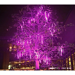 Roytong Waterproof Cascading LED Meteor Shower Rain Lights, 12 Inch 10 Tube 360 LED Outdoor for Holiday Party Wedding Christmas Tree Party Tree Decoration (Purple, 20Inch 10Tube 540LED)
