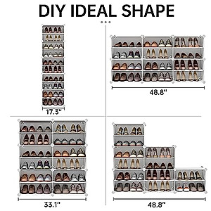 MAGINELS Shoe Rack, 24 Pair Shoe Organizer Cubby, 6 Tier Shoe Storage Cabinet, Plastic Shoe Shelf for Closet, Entryway, Garage, Hallway, Bedroom, White