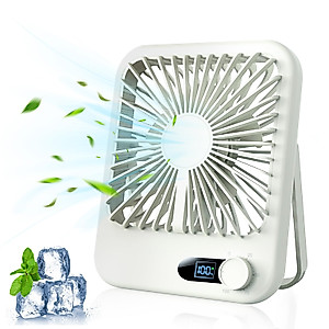 WhiteRhino Desk Fan 2000mAh Rechargable Fan,USB Fan Portable Table Air Circulator Fan with Aromatherapy,100 Speeds,39ft,180° Tilt,Ultra Quiet Digital Display Personal Fan Table Fan for Home Office