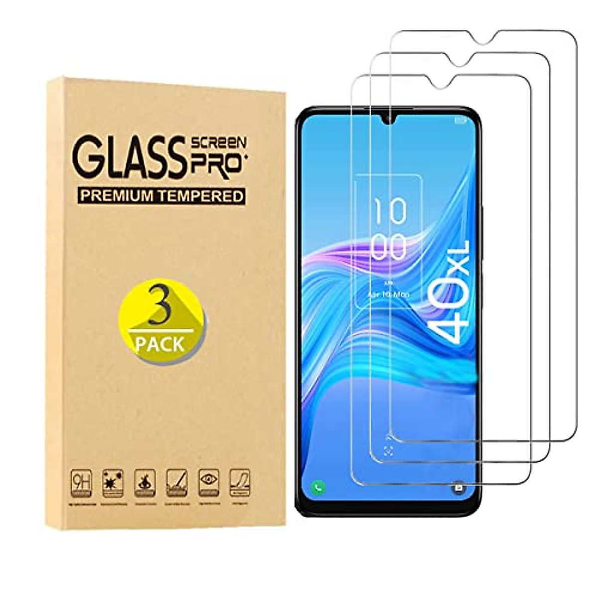 Tznzxm [3-Pack] Screen Protector for TCL 40XL Tempered Glass,Tempered Glass for TCL 40XL Screen Protector,Case Friendly 9H Hardness HD Anti-Scratch, Bubble Free Film for TCL 40 XL