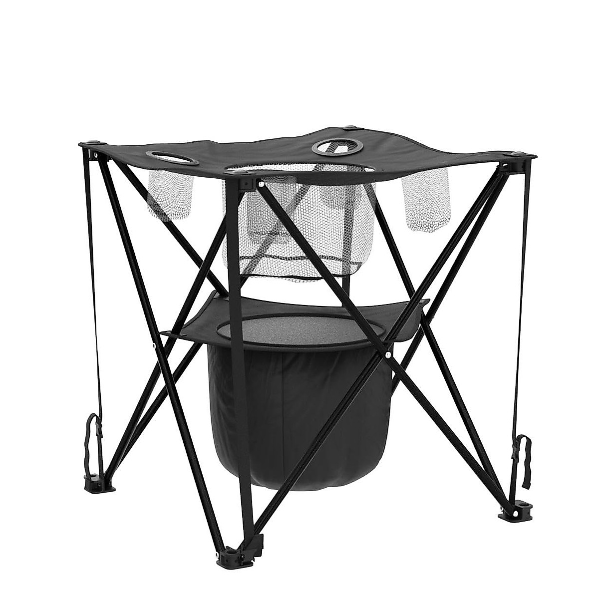 Mind Reader Folding Tailgate Table, 23.25" L x 23.25" W x 24.5" H, Black