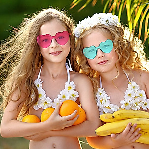 TOODOO 15 Pairs Heart Shaped Rimless Sunglasses Jelly Fudge Series Heart Sunglasses Bachelorette Party Sunglasses Colorful Plastic Funky Frameless Transparent Sunglasses Party Favors