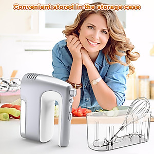 Yalame Hand Mixer Electric, 5-Speed 400W Motor, Hand Mixer Electric Handheld, Mixer Electric Handheld with Turbo Boost & Storage Case, 2x Flat Beaters, 2x Dough Hooks, 1x Whisk for Baking (Silver)