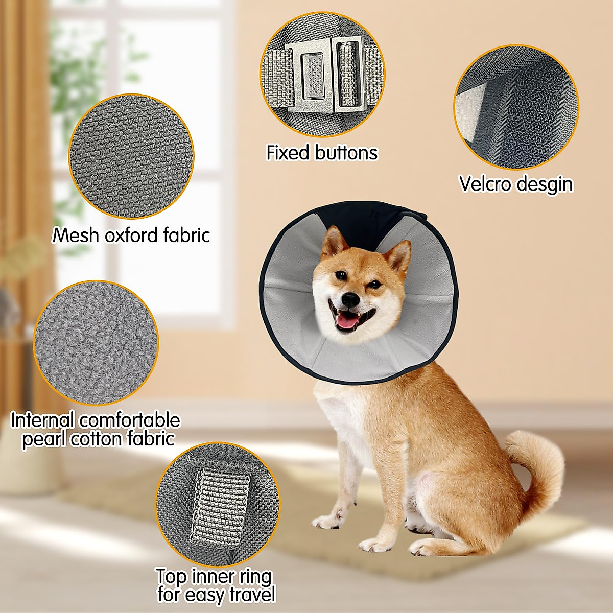 Apatal Dog Cone,Breathable Cone Comfy Dogs Cone Soft Lightweight Pet Recovery Collar for After Surgery Adjustable Protective Elizabethan Collar for Medium Large Dogs Cats (Extra Large)