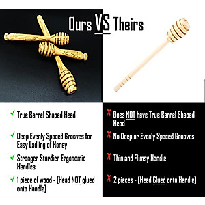 Olive Wood Honey Dipper Stick - Set of 3 (5”/7”/9”) & 1 Wooden Spoon, Use Honey Sticks for Tea & as Honey Server, Honey Dripper, Honey Spoon, Honey Drizzler, Honey Stirrers for Tea