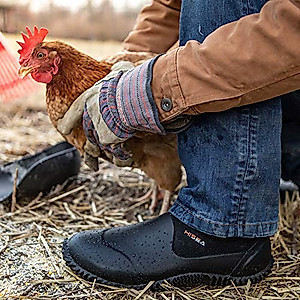 HISEA Unisex Waterproof Garden Shoes, Men's Ankle Rain Boots Women's Slip-On Footwear Rubber Neoprene Camp Booties Outdoor Rain Shoe for Gardening, Farming, Camping, Car Wash, Lawn Care and Yard Work, Size M11.5/W13 Black