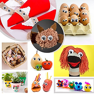 TOAOB 210pcs Black Wiggle Googly Eyes Self Adhesive with Eyelashes Round 10mm Plastic Sticker Eyes for DIY Crafts Scrapbooking Decoration