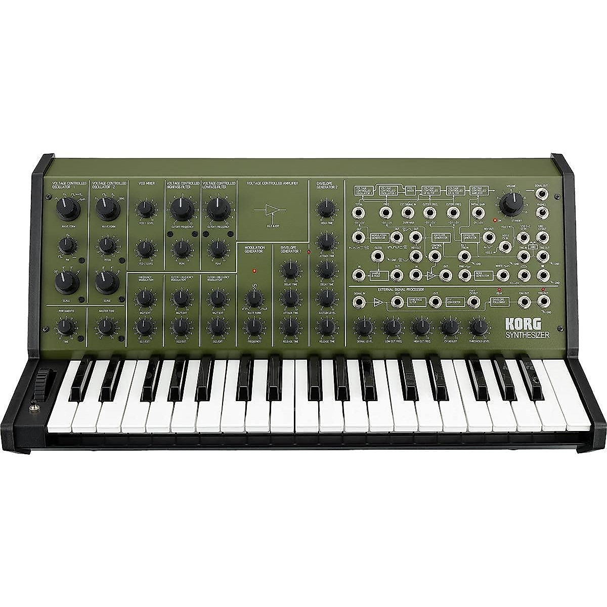 Korg MS-20 FS Monophonic Analog Synthesizer, 2 Oscillators, 37 Mini-Keys, Green