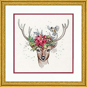 Dimensions Counted Kit, Woodland Deer Christmas Cross Stitch, 12'' x 12''