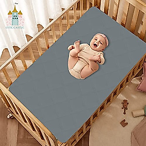 Cute Castle Baby Waterproof Crib Mattress Protector, 28x52 Inch (Pack of 2), Dark Grey