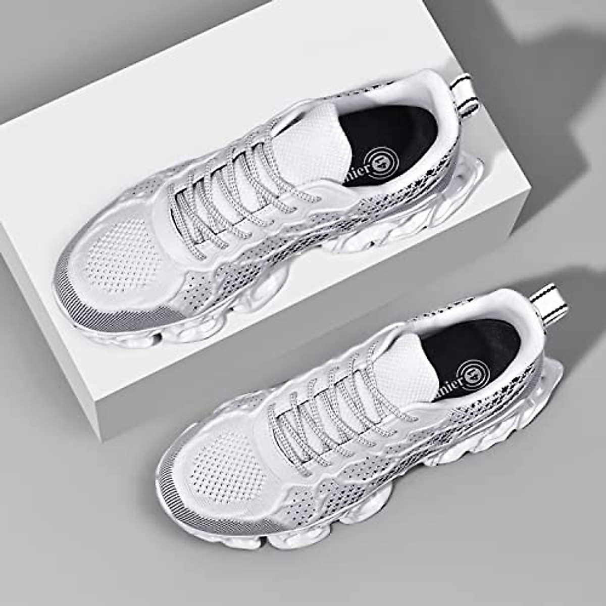 Nuofado Men Sport Trail Running Athletic Blade Sneakers Walking Shoes Tennis Shoes White Size 9.5