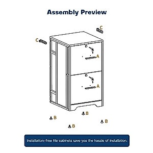AODK File Cabinet Fully Assembled Filing Cabinet for Home Office, Small File Cabinets with Lock, Office Storage Cabinet 2 Drawer for Legal/Letter/A4 File, White
