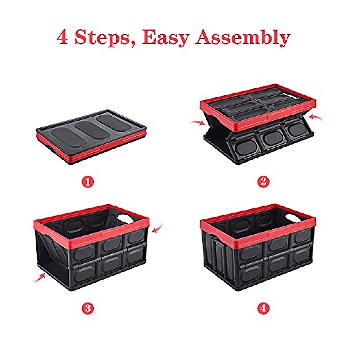GUOZI 30 Liter Collapsible Storage Bin with Lid, Durable Plastic Folding Storage Crate, Stackable Storage Box Organizer Container for Keepsake Toy Photos Office Nursery Wardrobe Bookshelf etc.