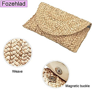 Fozehlad Women Straw Clutch Purse Cute Vacation Beach Straw Crossbody Bags Handmade Woven Shoulder Handbags For Girls