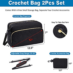Crochet Yarn Bag Knitting Bag 2Pcs - IBFUN Yarn Storage Organizer Crocheting Bag for Beginners with Shoulder Strap for Crochet Accessories Knitting Needles Crochet Hooks Knitting