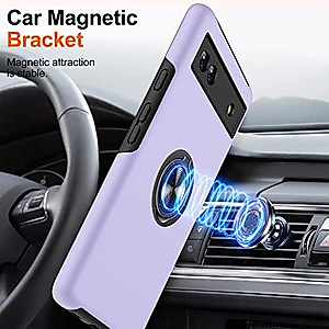 JAME for Google Pixel 6A Case 6.1" 2022 with Screen Protector [2 PCS], Shockproof Bumper Case for Google Pixel 6A Case for Women & Men, Pixel 6A Case with Magnetic Ring Holder Kickstand, Purple
