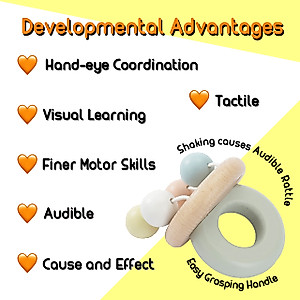 MONTESSORI MAMA Sensory Toys Baby Teething Toys & Baby Rattle | Sensory Bin for Baby Toys 6 Months and Infant Toys 6 Months | Autism Sensory Toys Newborn Toys | Sensory Toys for Babies Baby Gifts