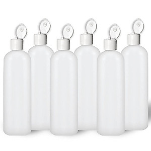 MoYo Natural Labs 4 oz Travel Bottles, Empty Travel Containers with Flip Caps, BPA Free HDPE Plastic Squeezable Toiletry/Cosmetic Bottles (Neck 20-410) (Pack of 6, HDPE Translucent White)