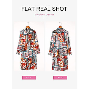 Dokotoo Womens Summer Spring Beach Boho Long Sleeve Cardigans Button-Down Bohemian Fashion Geometric Floral Kimonos for Women Brown XX-Large