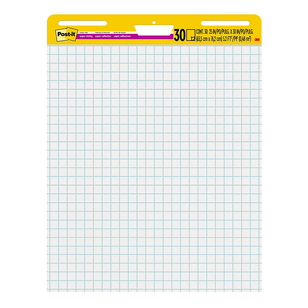 Post-it Super Sticky Easel Pad, 25 x 30 Inches, 30 Sheets/Pad, 2 Pads (560), Large White Grid Premium Self Stick Flip Chart Paper, Super Sticking Power