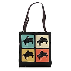 Pianist Retro Grand Piano Silhouette for Grand Piano Player Tote Bag